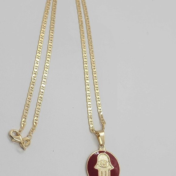 Jewelry | Brand New Brazilian 18k Gold Filled Hamsa With Red Necklace ...